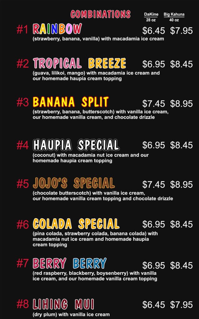 Menu – JoJo's Shave Ice